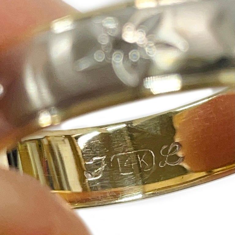 Two-Tone Gold Starburst Ring Band For Sale at 1stDibs
