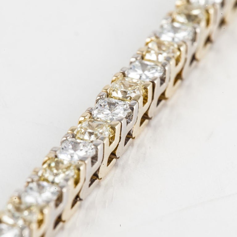Yellow and White Diamond Line Bracelet in 18K Two-Tone Gold For Sale at ...