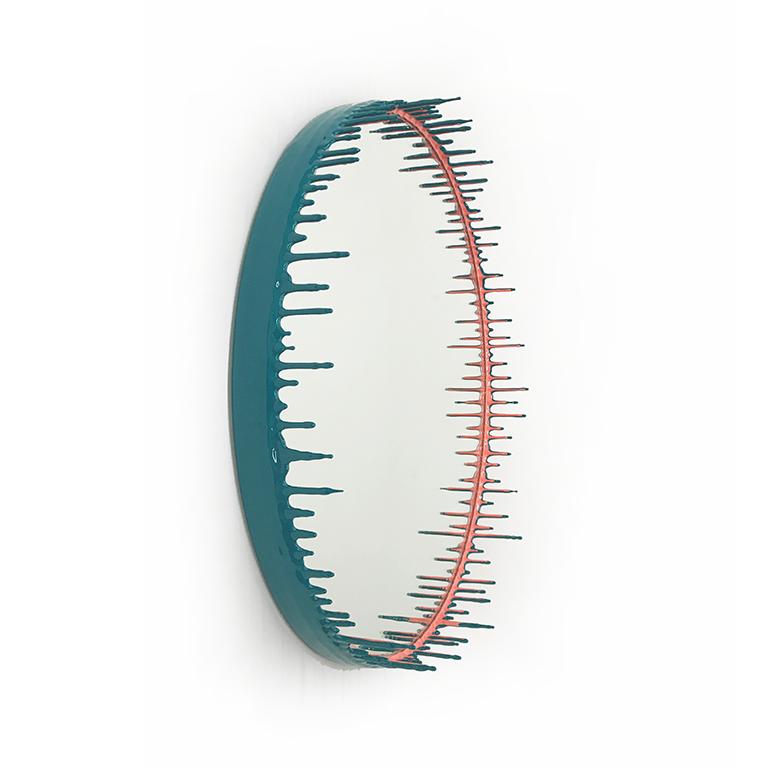 Two-Tone Resin Drip Mirror in Coral and Teal by Elyse Graham For Sale ...
