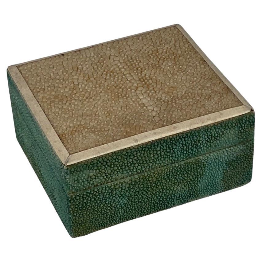 Asprey and Co. English Art Deco Green Shagreen Box For Sale at 1stDibs