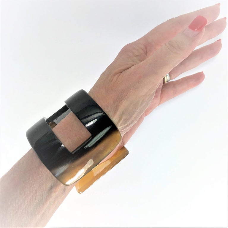 Two-Tone Tortoise Shell Colors "H" Style Horn Cuff or Bangle For Sale ...