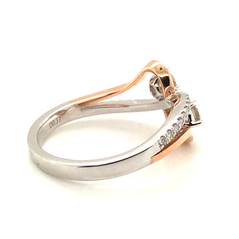 Two-Tone Two Stone Fashion Diamond Ring with 14 Karat Rose Gold and ...