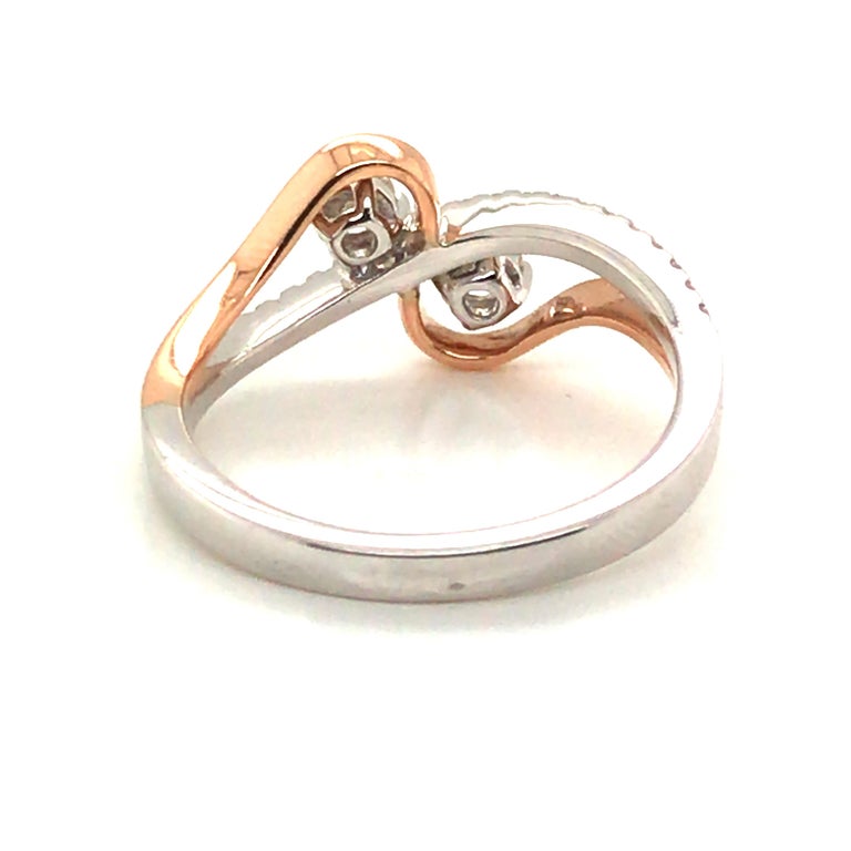 Two-Tone Two Stone Fashion Diamond Ring with 14 Karat Rose Gold and ...