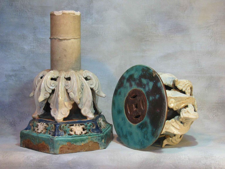 Two Very Decorative and Rare Massive Shiwan Pottery Stands, China, 19th ...