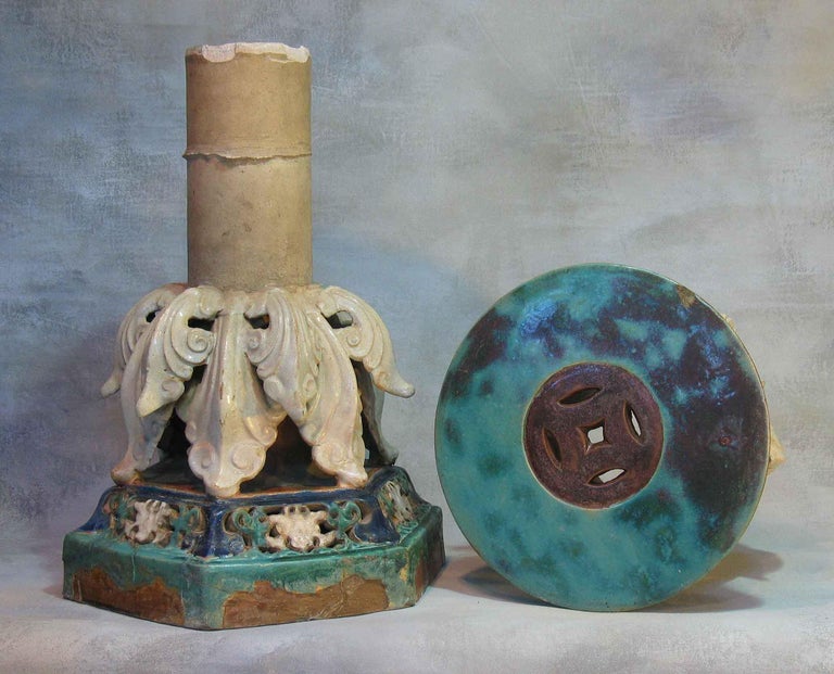 Two Very Decorative and Rare Massive Shiwan Pottery Stands, China, 19th ...