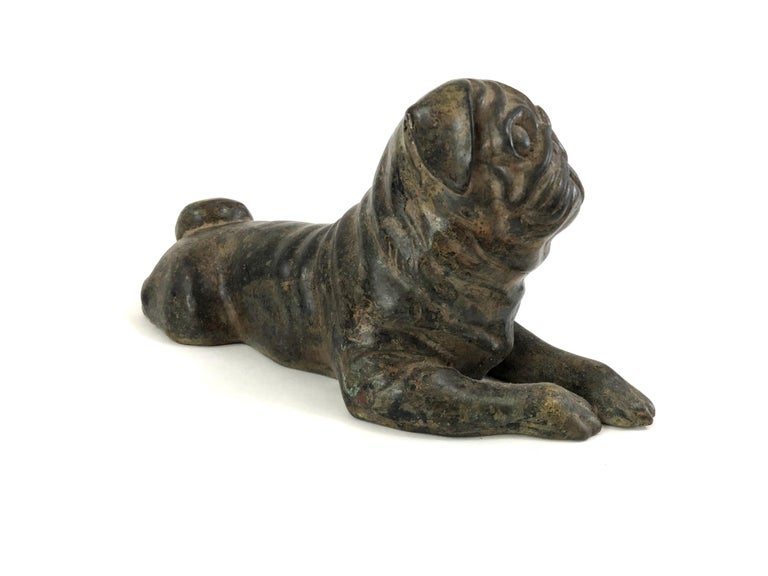 Vintage Cast Iron Pug Dog Sculpture at 1stDibs | pug cast