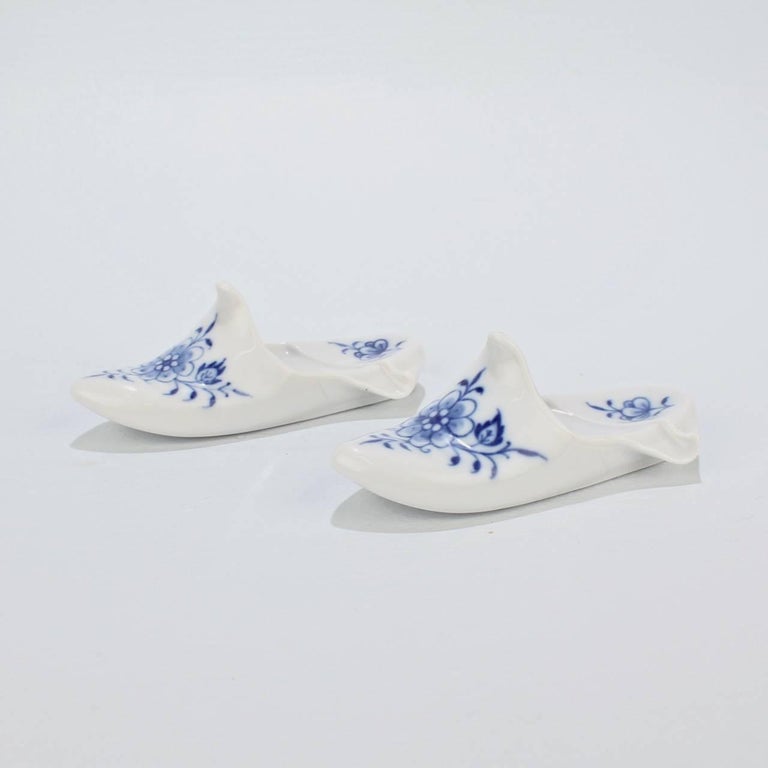 Two Vintage Meissen Porcelain Blue Onion Shoe or Slipper Form ...