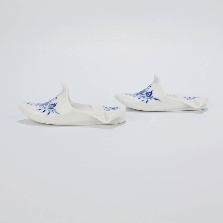 Two Vintage Meissen Porcelain Blue Onion Shoe or Slipper Form ...