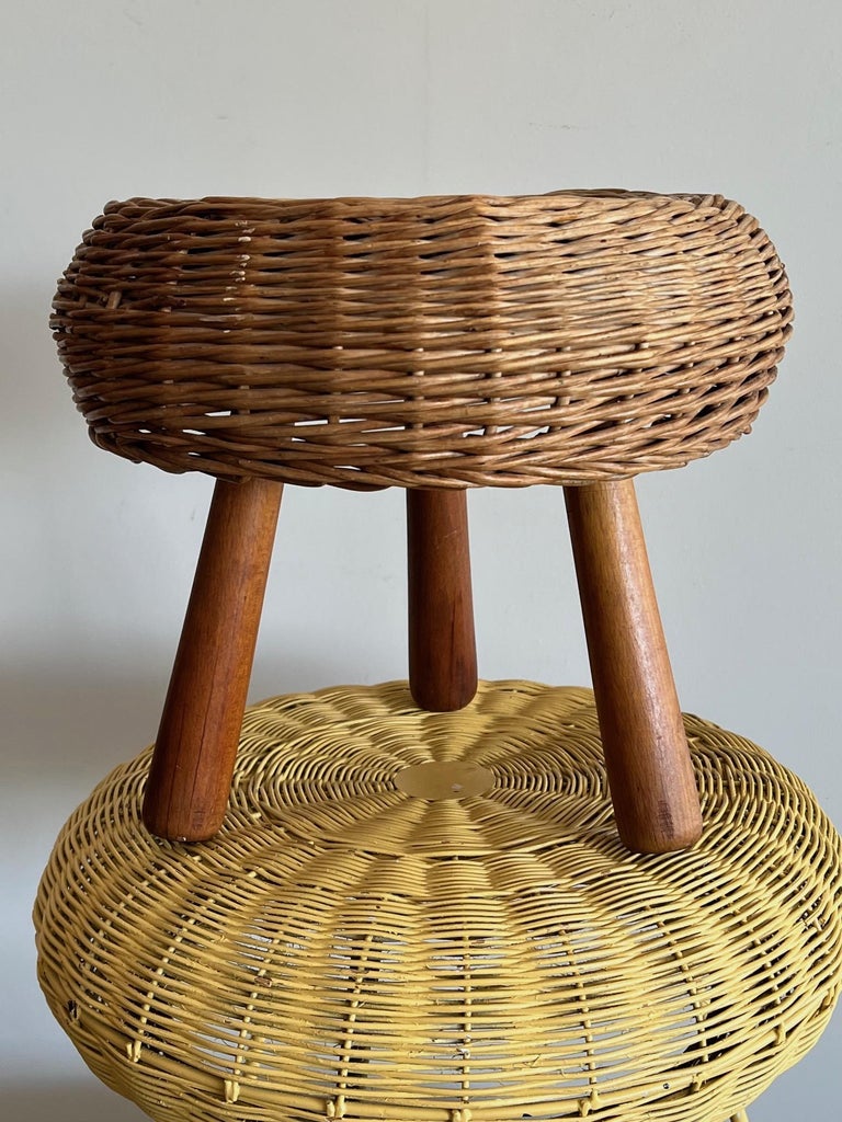 Two Vintage Wicker Stools For Sale at 1stDibs
