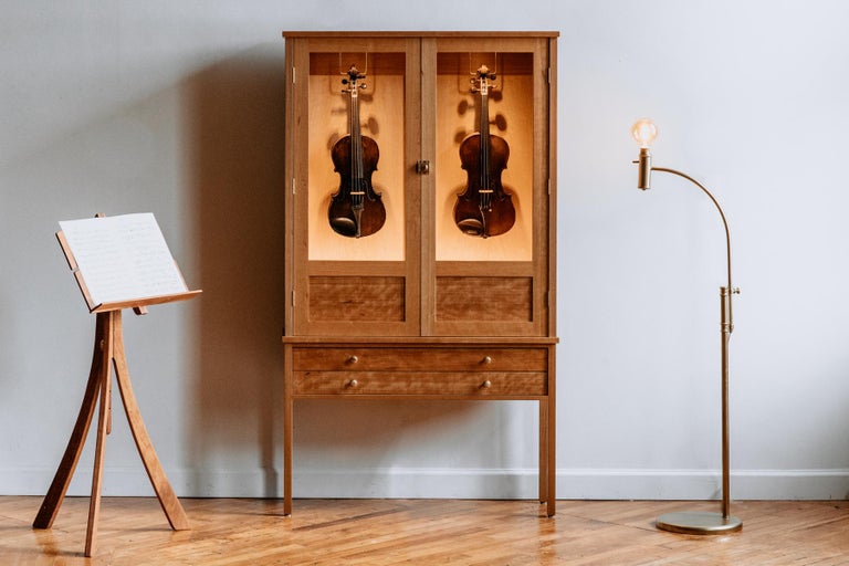 Two Violin Humidor, Wood Display Case, Bow Storage For Sale at 1stDibs