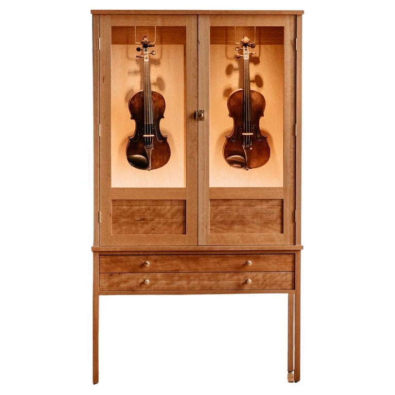 Two Violin Humidor, Wood Display Case, Bow Storage For Sale at 1stDibs