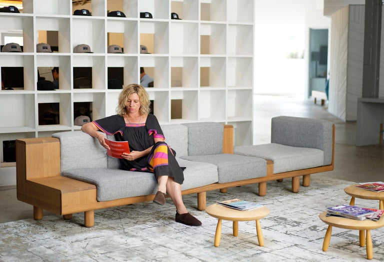 Two Way Sofa in White Oak Frame with Kvadrat Fabric Cushions For Sale ...