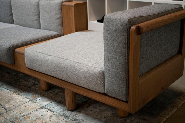 Two Way Sofa in White Oak Frame with Kvadrat Fabric Cushions For Sale ...