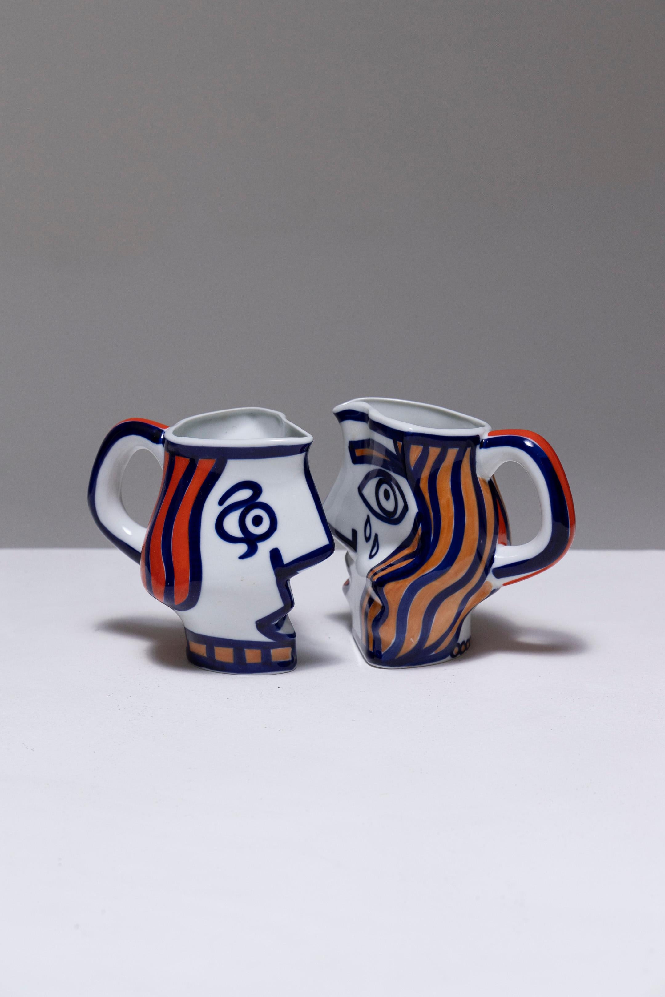 Two Yin-Yang Porcelain Pitchers, O. Castro, 2000s For Sale at 1stDibs