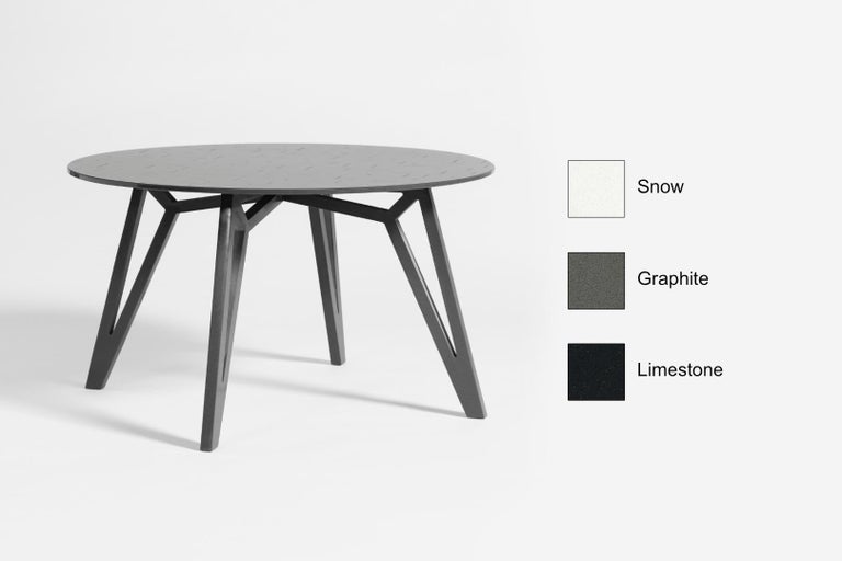 21st Century Modern Round Stone Composite Coffee Table in White Snow ...