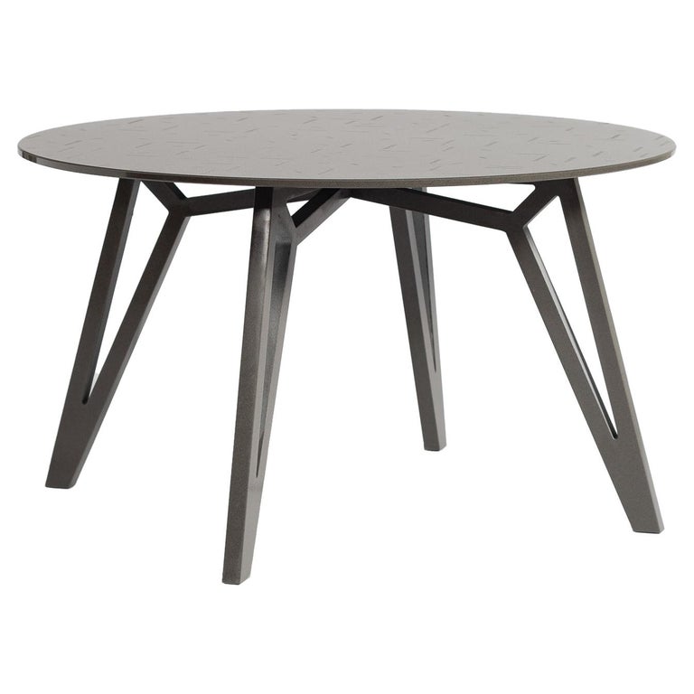 21st Century Modern Round Stone Composite Coffee Table in Graphite ...