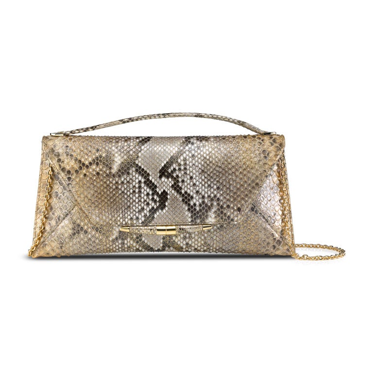 TYLER ELLIS Aimee Clutch Large Metallic Gold Natural Python Gold ...