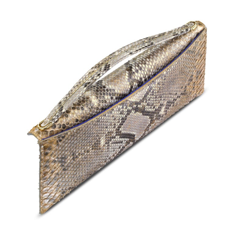 TYLER ELLIS Aimee Clutch Large Metallic Gold Natural Python Gold ...