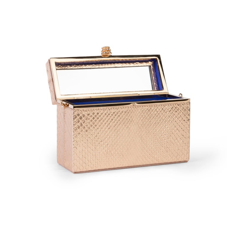TYLER ELLIS Ava Box Rose Gold Python Rose Gold Hardware For Sale at 1stDibs
