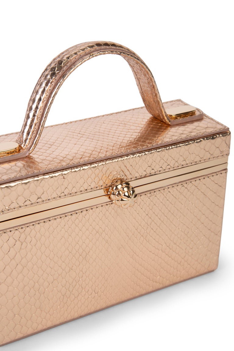 TYLER ELLIS Ava Box Rose Gold Python Rose Gold Hardware For Sale at 1stDibs