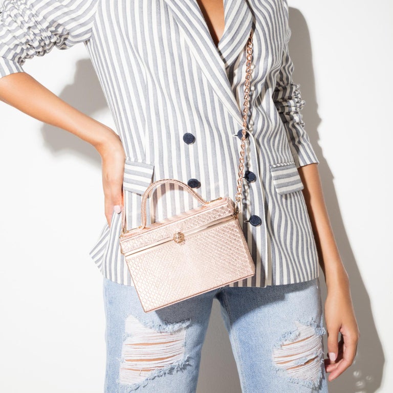 TYLER ELLIS Ava Box Rose Gold Python Rose Gold Hardware For Sale at 1stDibs