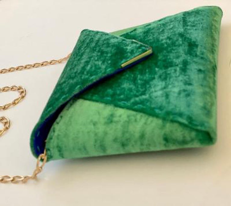 Tyler Ellis Emerald Green Velvet Lee Pouchet Clutch or Crossbody ...