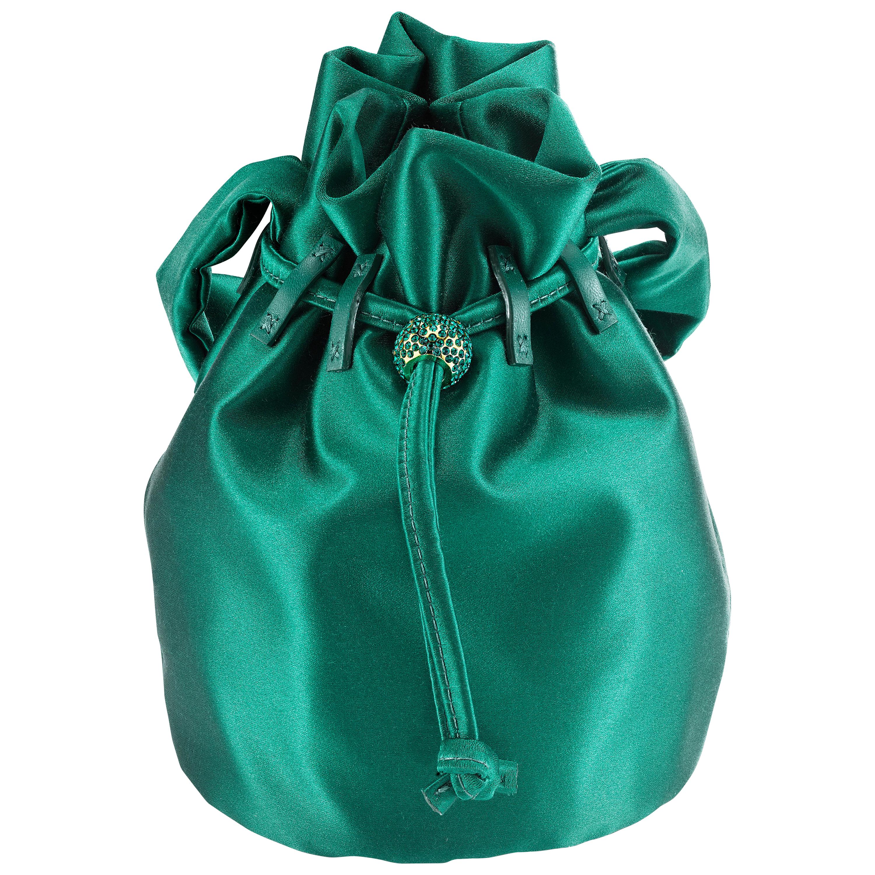 Tyler Ellis Emerald Green Velvet Lee Pouchet Clutch or Crossbody ...