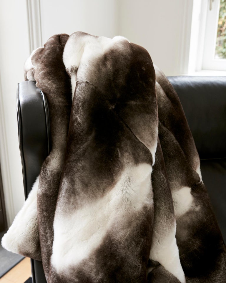 TYLER ELLIS Grey + White Orylag Fur Throw For Sale at 1stDibs