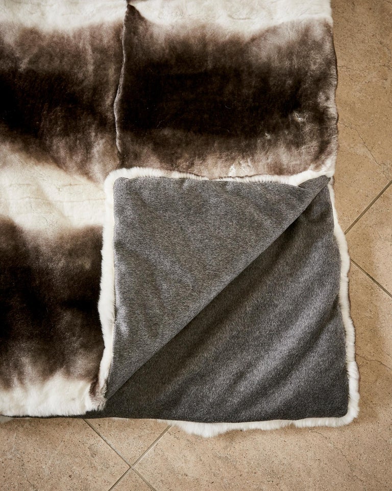 TYLER ELLIS Grey + White Orylag Fur Throw For Sale at 1stDibs