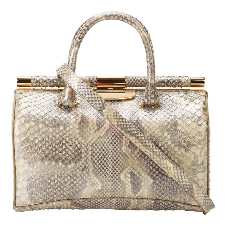 TYLER ELLIS Jamie Doctor Medium Golden Dust Glossy Python Gold Hardware ...