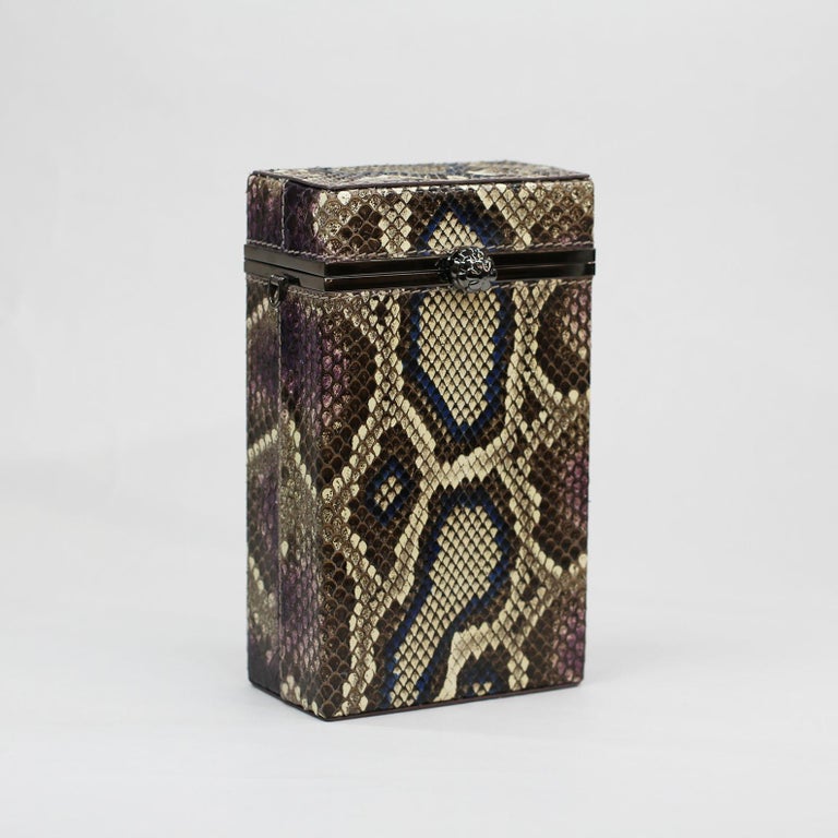 TYLER ELLIS Kelly Box Blue/Violet Python Gunmetal Hardware For Sale at ...