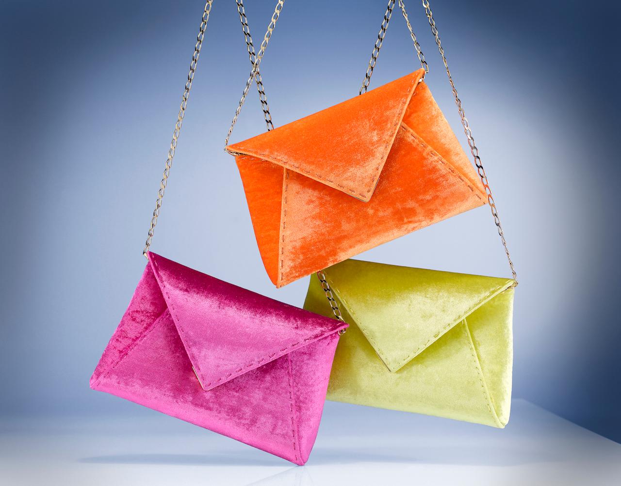 TYLER ELLIS Lee Pouchet Small Hot Pink Crushed Velvet Gold Hardware For ...