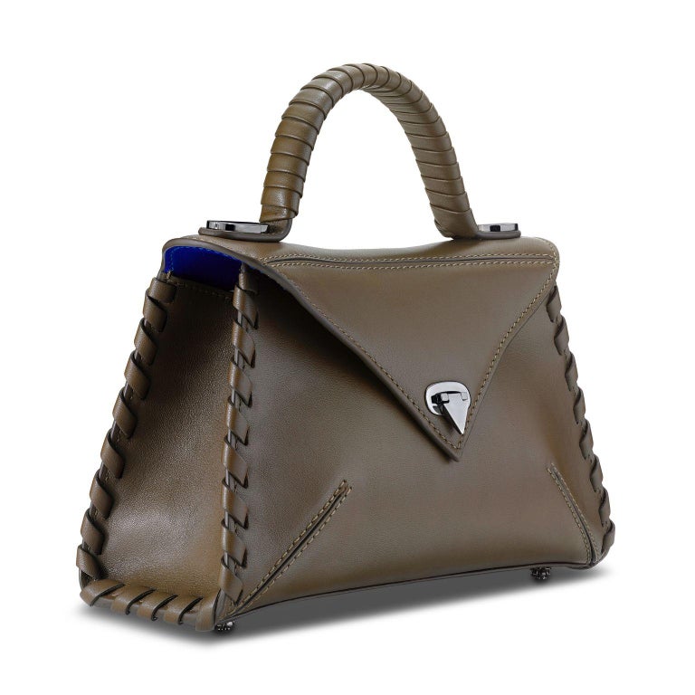 TYLER ELLIS LJ Handbag Small in Olive Green Leather Gunmetal Hardware ...