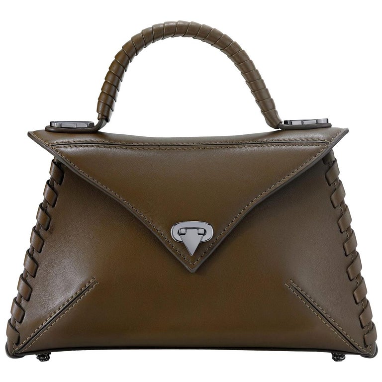 TYLER ELLIS LJ Handbag Small in Olive Green Leather Gunmetal Hardware ...