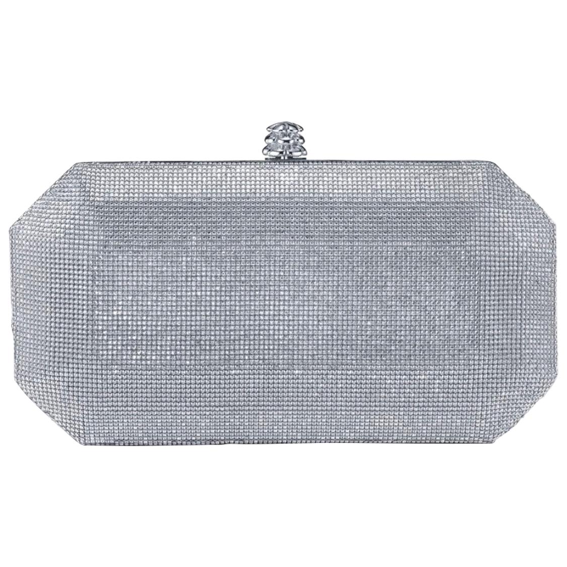 TYLER ELLIS Perry Clutch Small Silver Swarovski Crystal Fine Mesh For ...