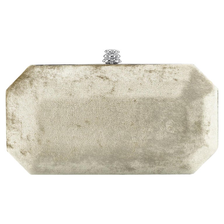 TYLER ELLIS Perry Small Clutch Gold Crushed Velvet Silver Hardware For ...
