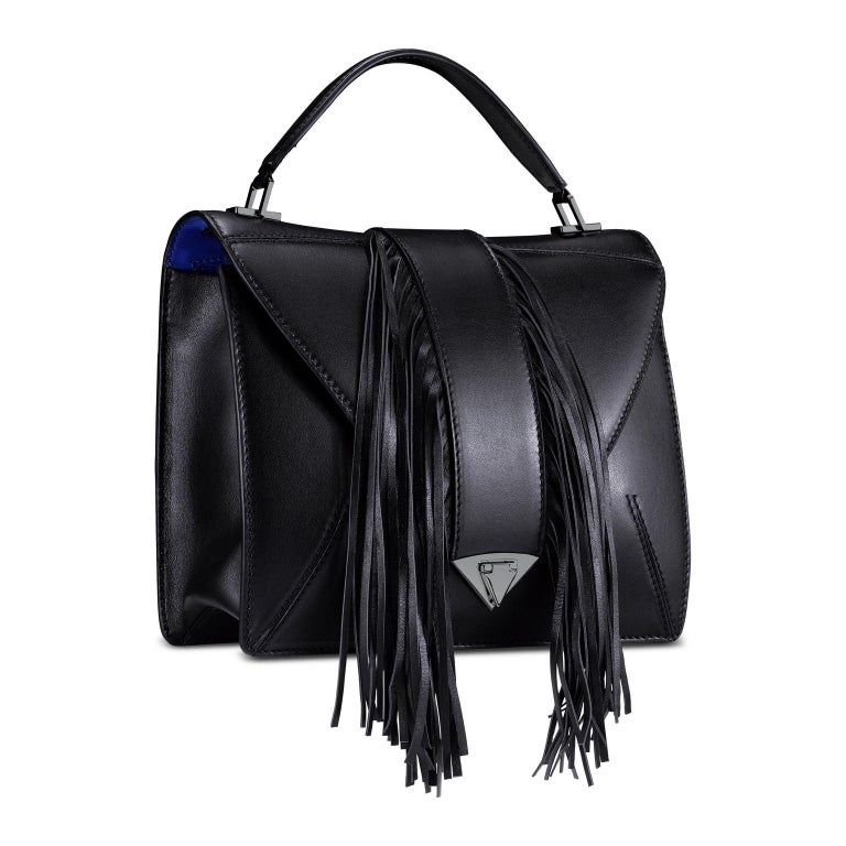 TYLER ELLIS Rita Handbag Large in Black Leather with Fringe and ...