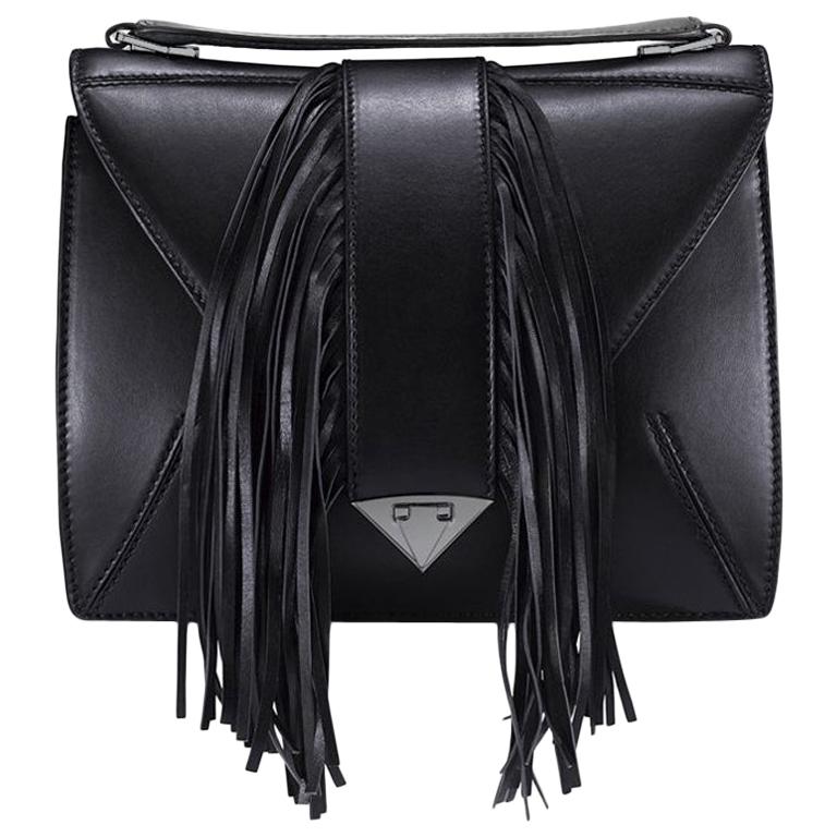 TYLER ELLIS Rita Handbag Large in Black Leather with Fringe and ...