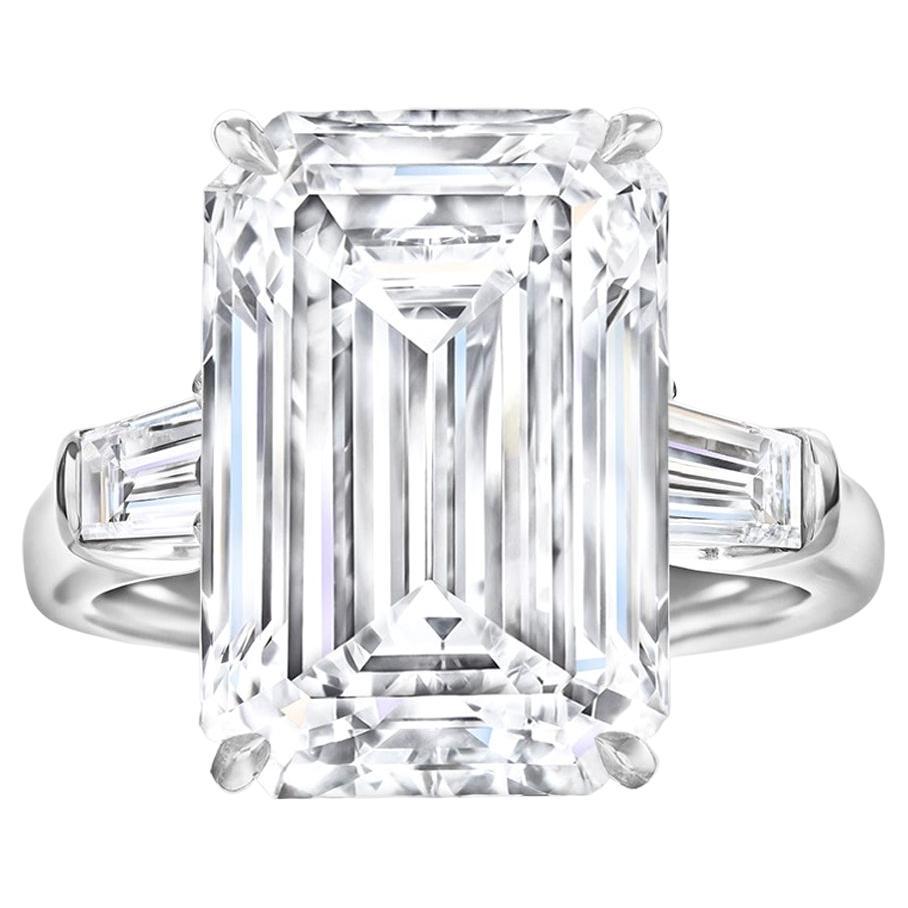 Exceptional Type 2 GIA Certified 10.33 Carat Emerald Cut Diamond Ring ...