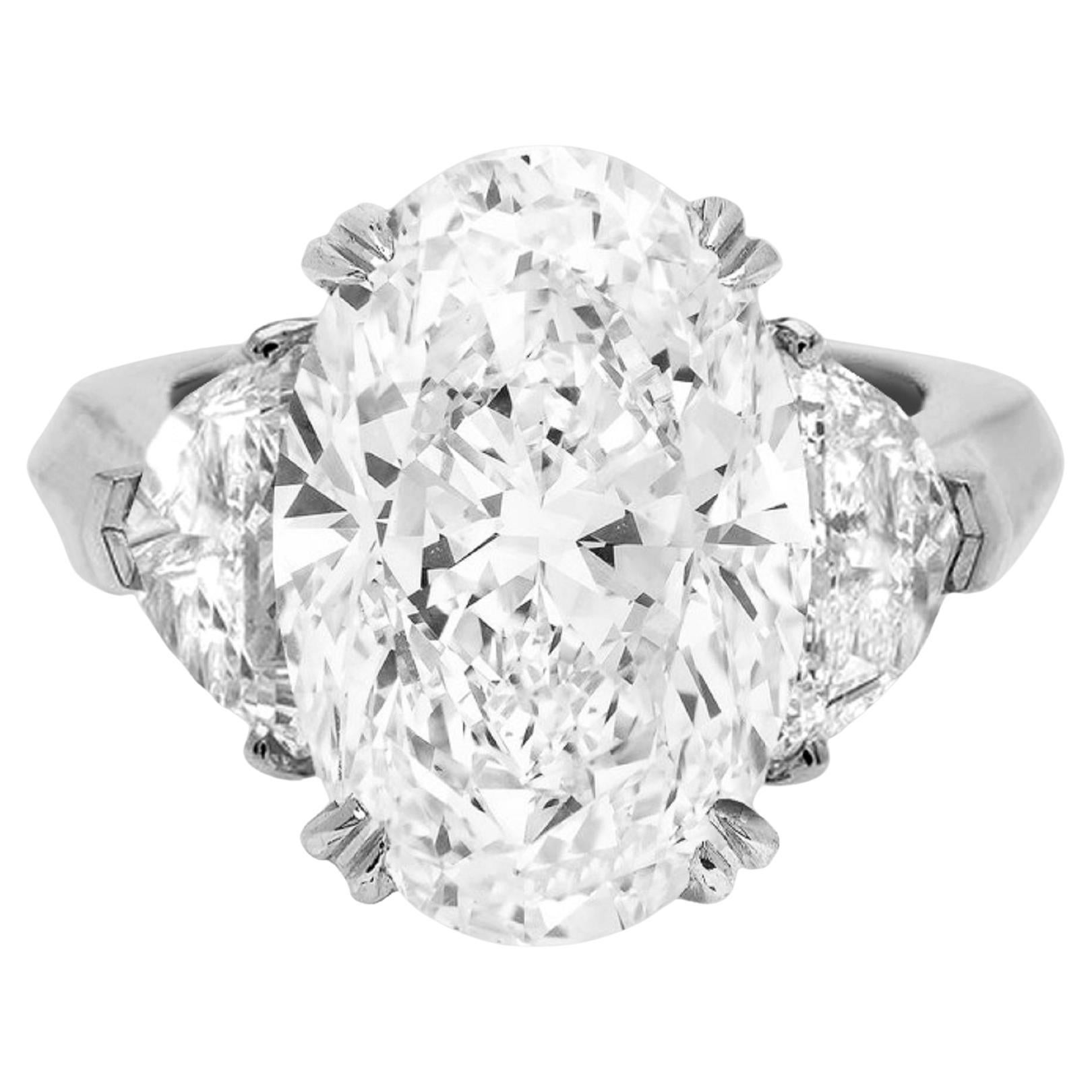 FLAWLESS Type IIA GIA Certified 5 Carat Oval Brilliant Cut Diamond Ring ...
