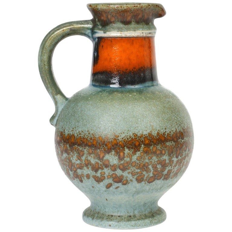 Ubelacker West German Midcentury Art Pottery Handled Vase at 1stDibs