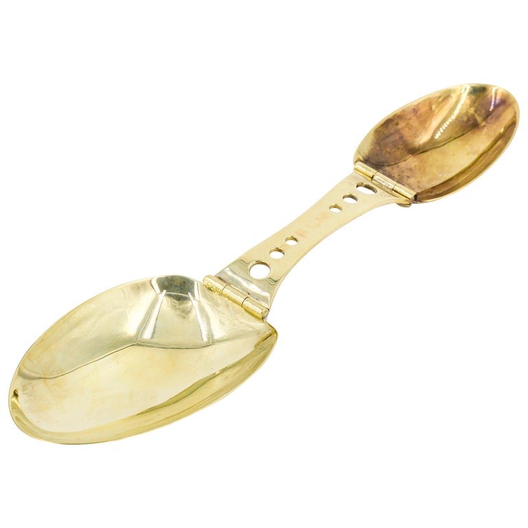 Udall and Ballou 14 Karat Gold Doctor's Folding Double Spoon at 1stDibs