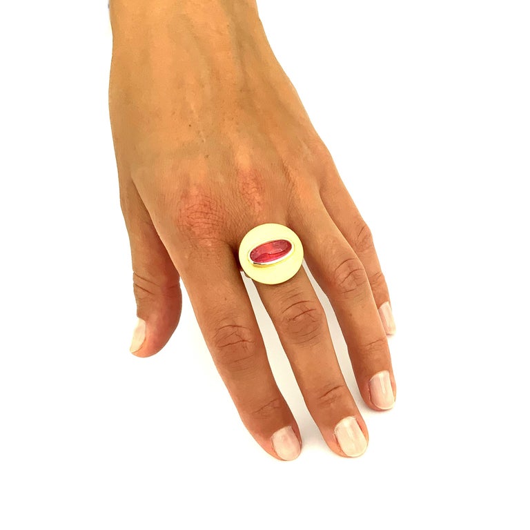 Georg Spreng - Ufo Ring 18 Karat Yellow Gold Pink Red Tourmaline ...