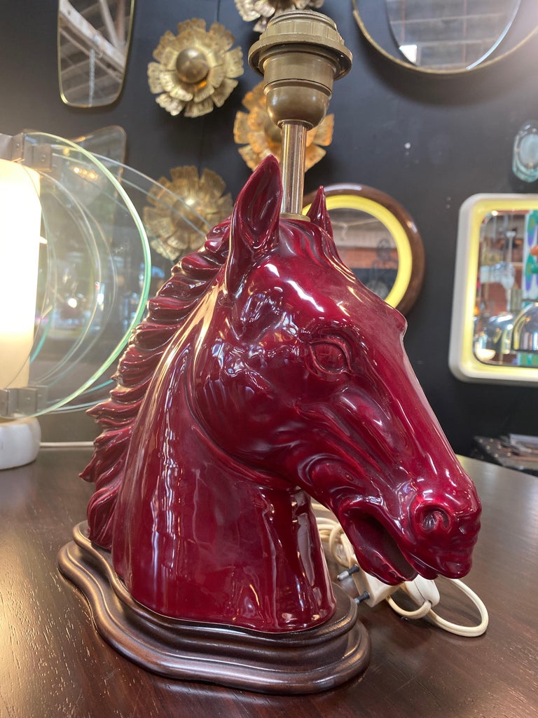 Ugo Zaccagnini Pair of Ceramic Horse Heads Table Lamps, Italy, 1950s at ...