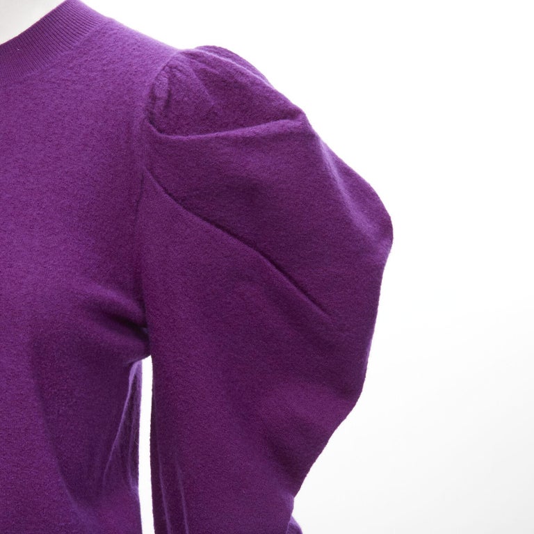 ULLA JOHNSON 100% merino wool purple Victorian puff sleeves sweater XS ...