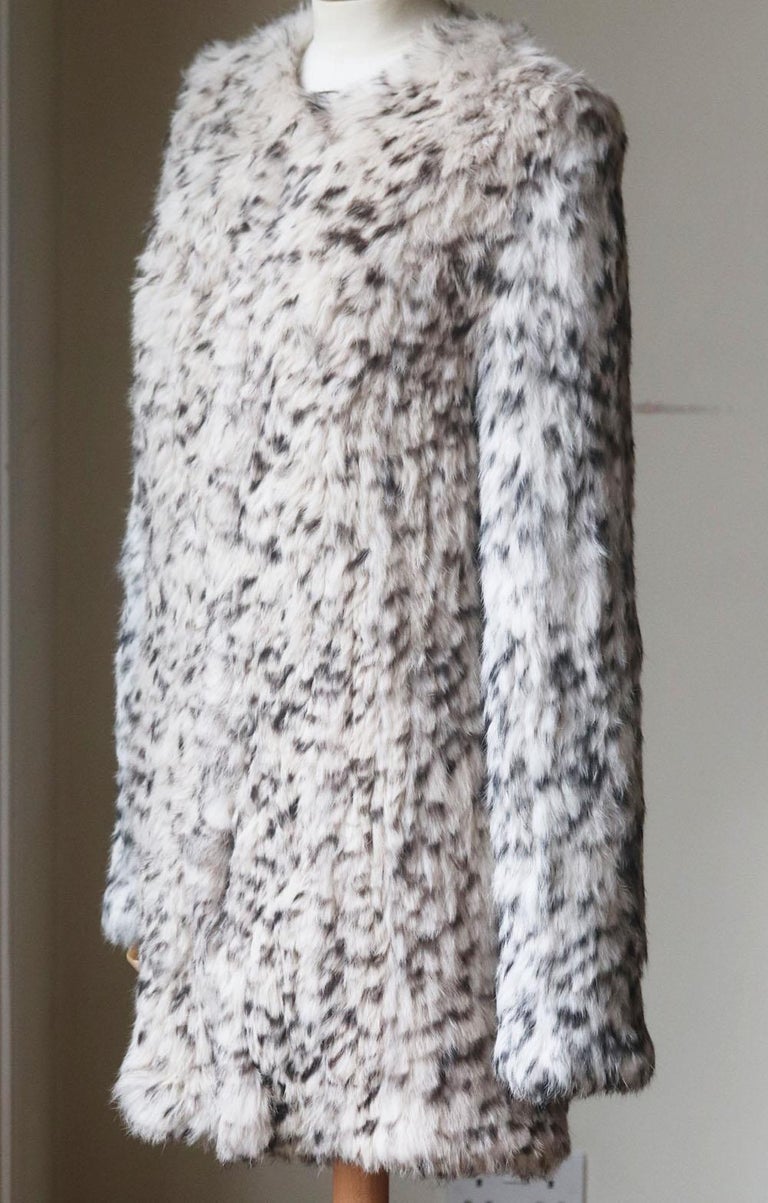 Ulla Johnson Christa Leopard Print Rabbit Fur Coat For Sale at 1stDibs