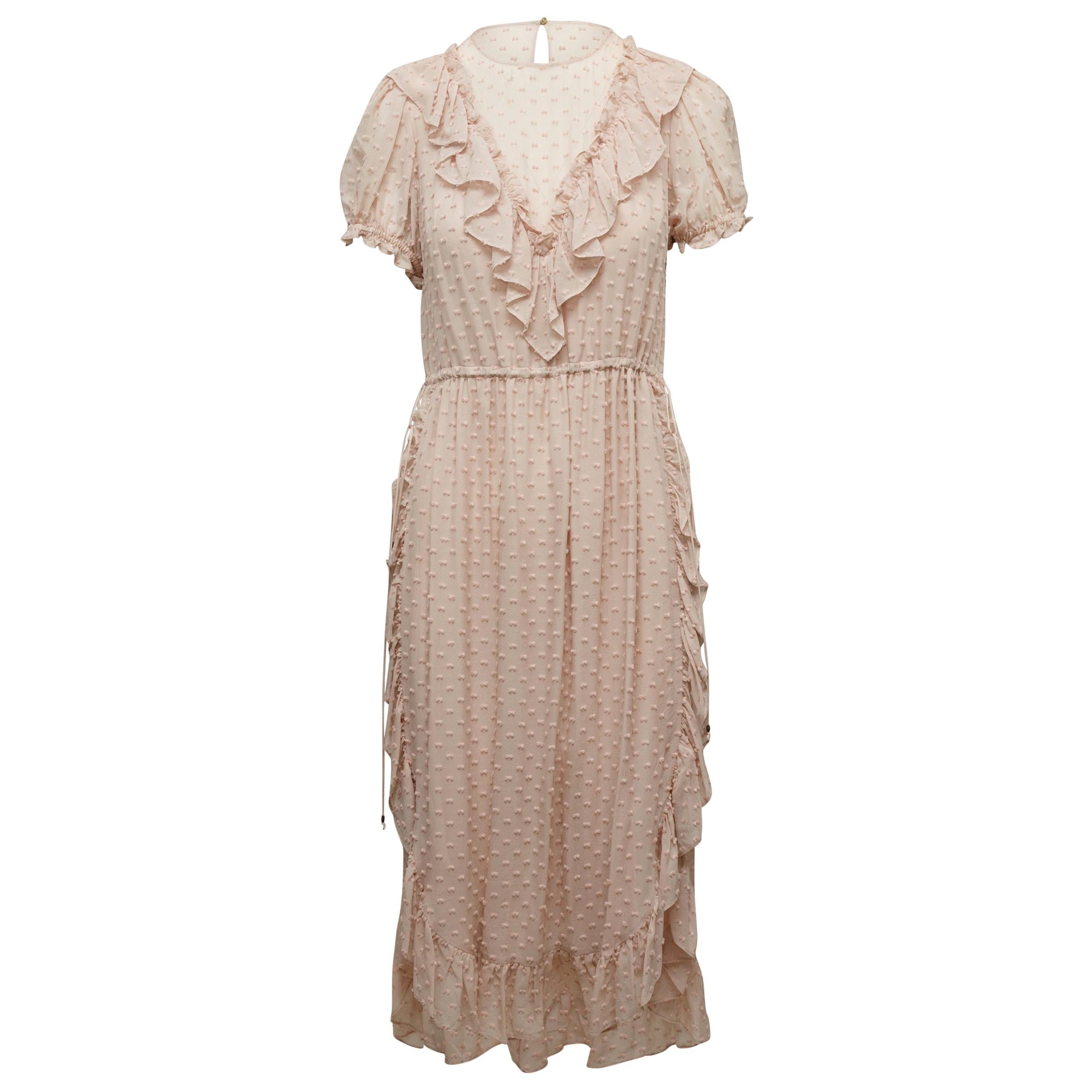 Ulla Johnson Light Pink Silk Ruffle-Trimmed Dress at 1stDibs | ulla ...
