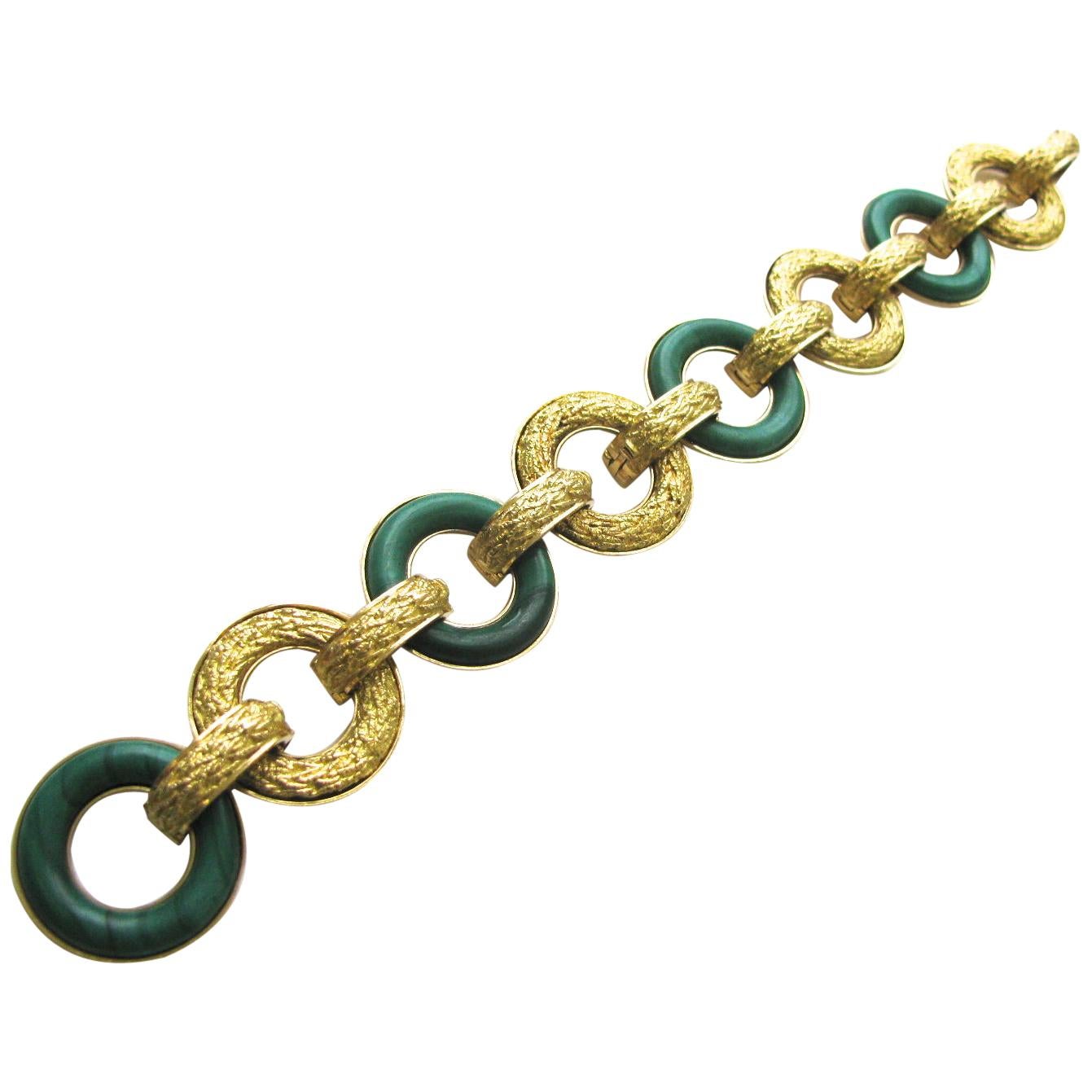 Malachite Gold Bracelet For Sale at 1stDibs