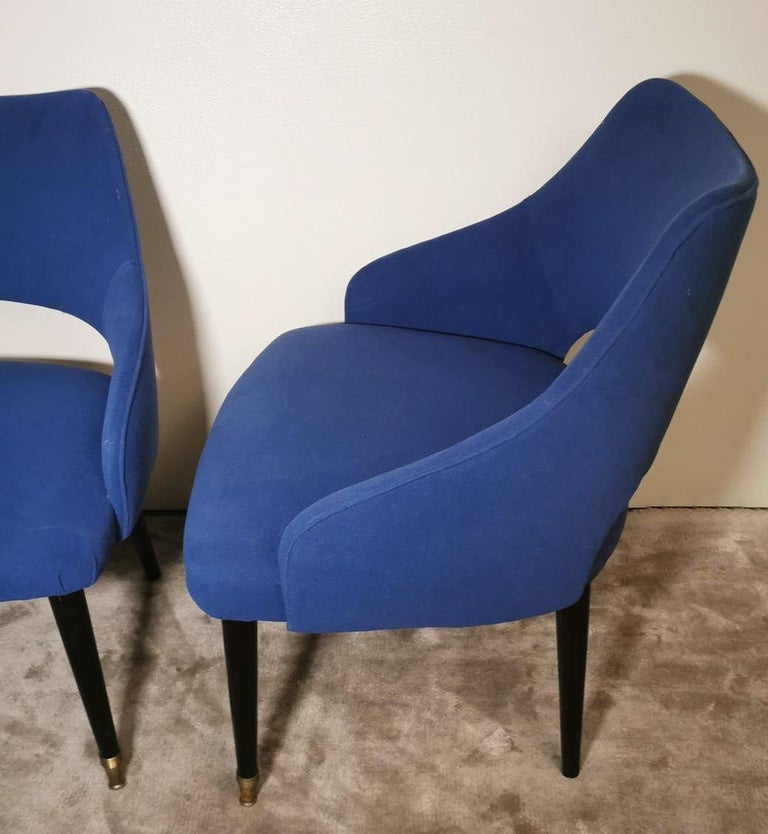 Ulrich Guglielmo Style Pair of Vintage Italian Blue Alcantara Armchairs ...