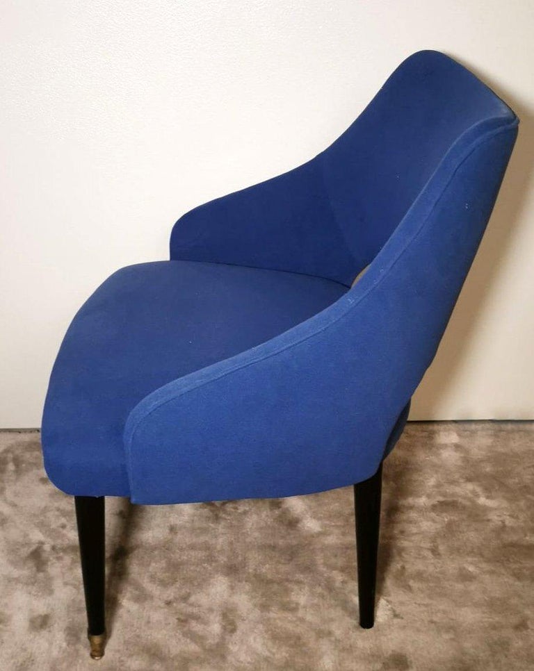 Ulrich Guglielmo Style Pair of Vintage Italian Blue Alcantara Armchairs ...
